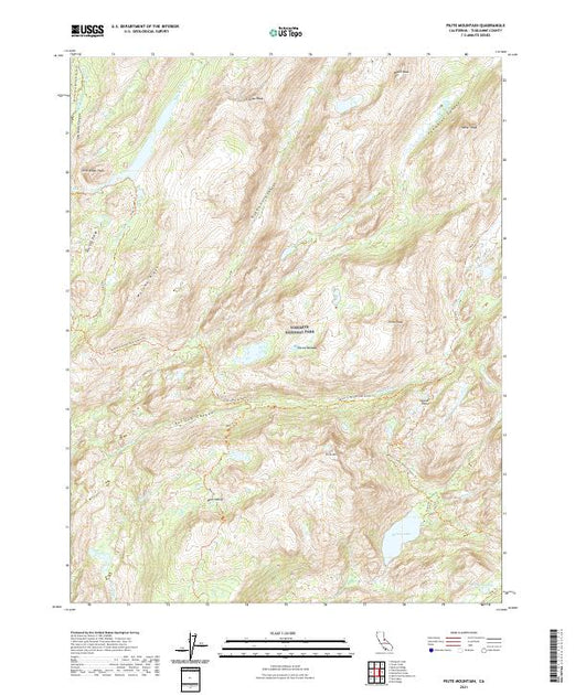 US Topo 7.5-minute map for Piute Mountain CA – American Map Store