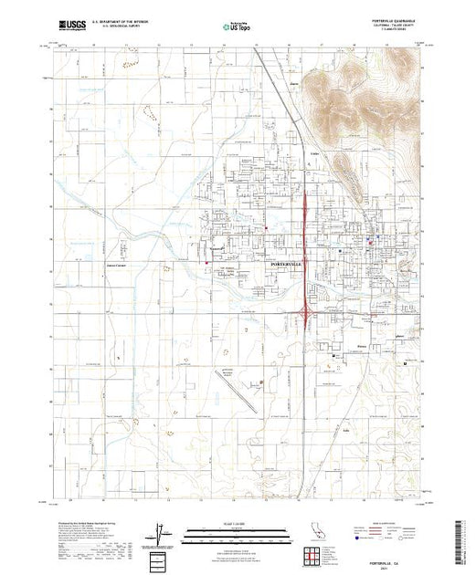 US Topo 7.5-minute map for Porterville CA – American Map Store