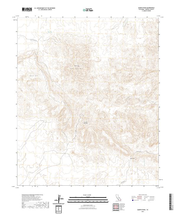 US Topo 7.5-minute map for Quartz Peak CA – American Map Store