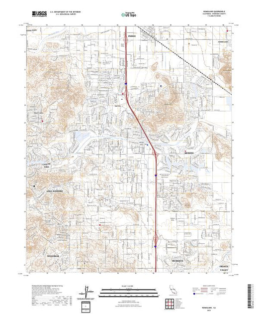 US Topo 7.5-minute map for Romoland CA – American Map Store