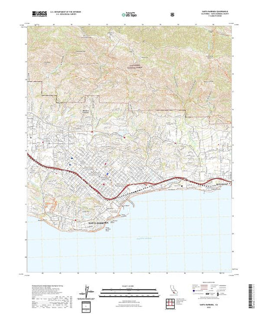 US Topo 7.5-minute map for Santa Barbara CA – American Map Store