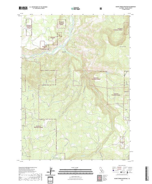 US Topo 7.5-minute map for Secret Spring Mountain CA – American Map Store