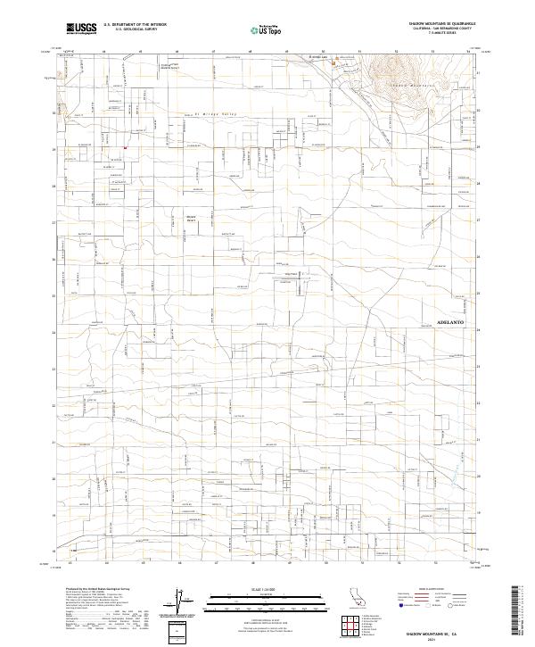 US Topo 7.5-minute map for Shadow Mountains SE CA – American Map Store