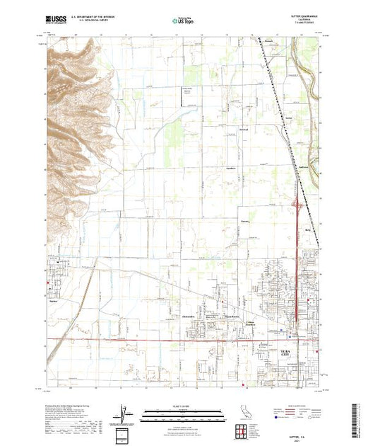 US Topo 7.5-minute map for Sutter CA – American Map Store