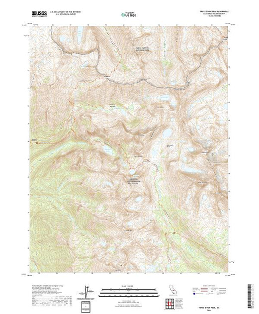 US Topo 7.5-minute map for Triple Divide Peak CA – American Map Store