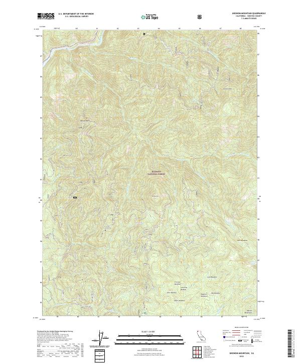 US Topo 7.5-minute map for Ukonom Mountain CA – American Map Store