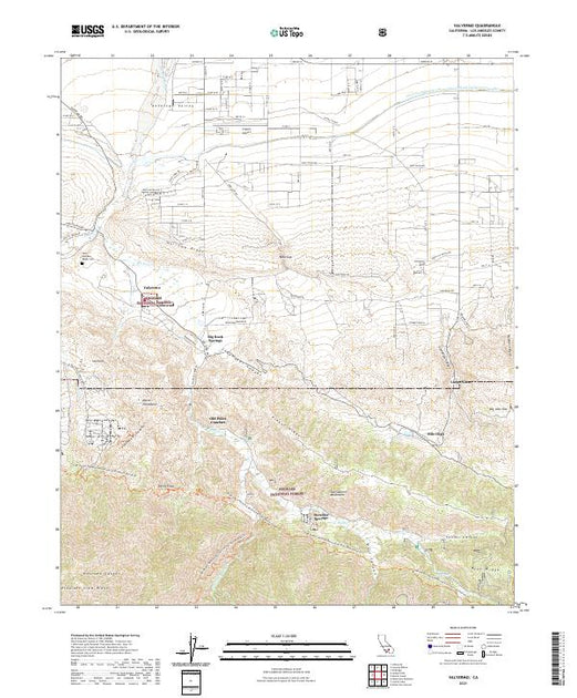 US Topo 7.5-minute map for Valyermo CA – American Map Store
