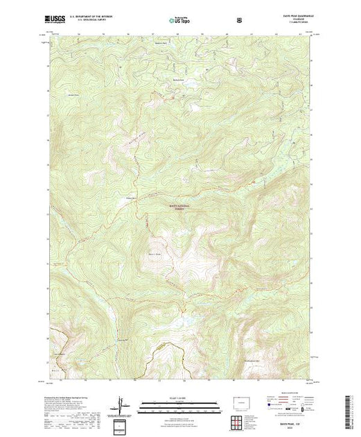 US Topo 7.5-minute map for Davis Peak CO – American Map Store