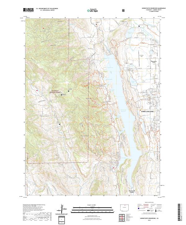US Topo 7.5-minute map for Horsetooth Reservoir CO – American Map Store