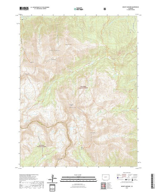 US Topo 7.5-minute map for Mount Harvard CO – American Map Store