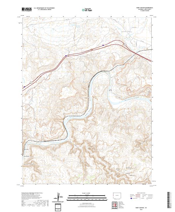 US Topo 7.5-minute map for Ruby Canyon CO – American Map Store
