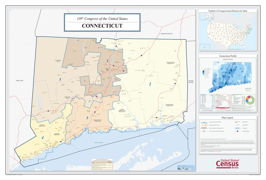 Connecticut Congressional District Wall Map – American Map Store