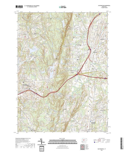 US Topo 7.5-minute map for Southington CT – American Map Store
