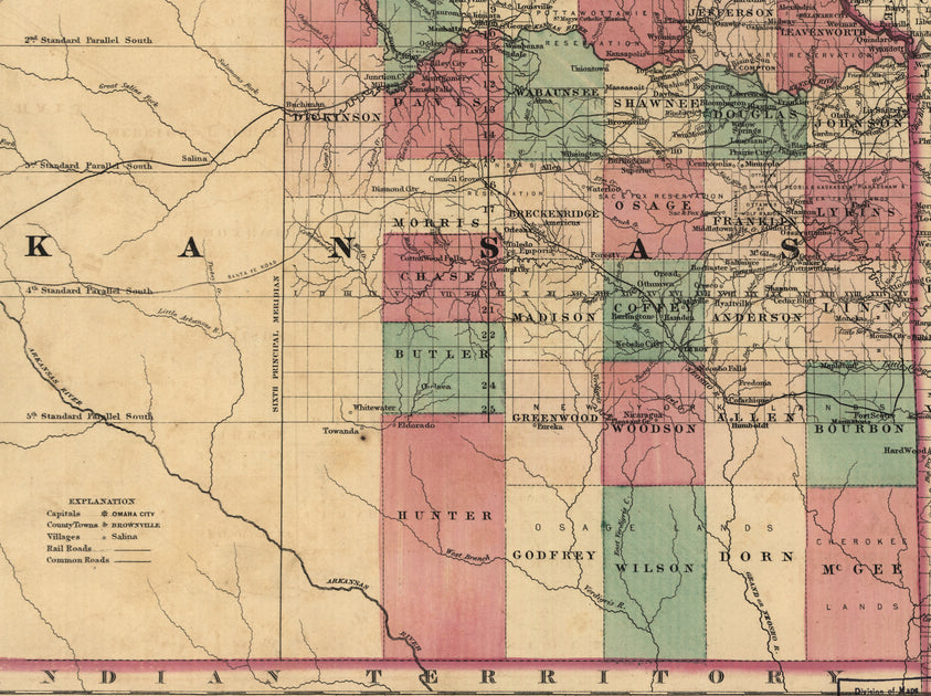 Colton's Kansas & Nebraska, 1855 – American Map Store