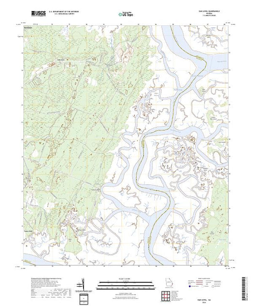 US Topo 7.5-minute map for Oak Level GA – American Map Store