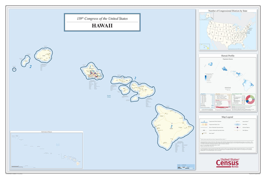 Hawaii Congressional District Wall Map – American Map Store