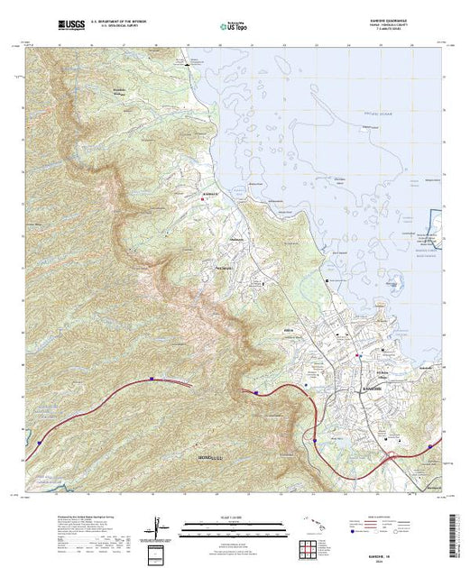US Topo 7.5-minute map for Kaneohe HI – American Map Store