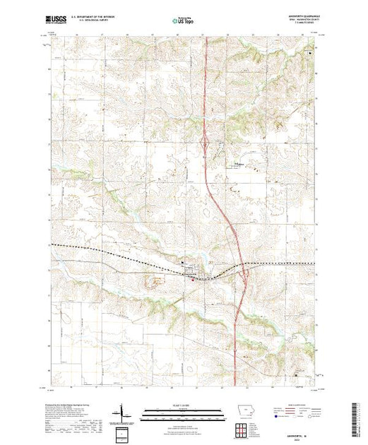 US Topo 7.5-minute map for Ainsworth IA – American Map Store