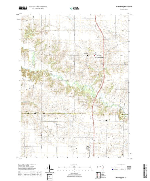US Topo 7.5-minute map for Crawfordsville IA – American Map Store