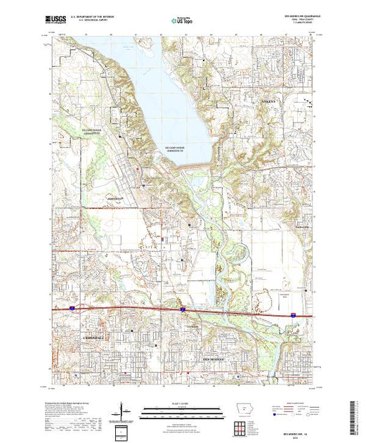 US Topo 7.5-minute map for Des Moines NW IA – American Map Store