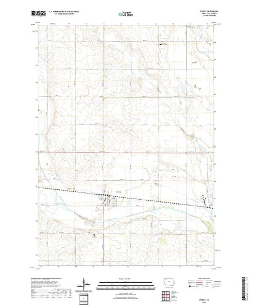 US Topo 7.5-minute map for Everly IA – American Map Store