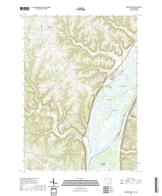 US Topo 7.5-minute map for Harpers Ferry IAWI – American Map Store