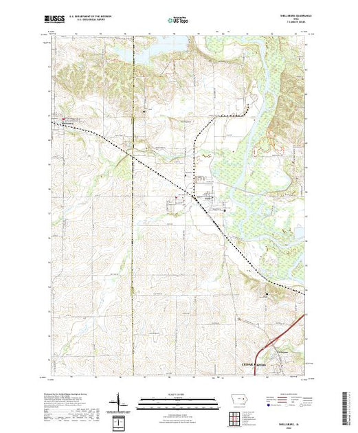 US Topo 7.5-minute map for Shellsburg IA – American Map Store
