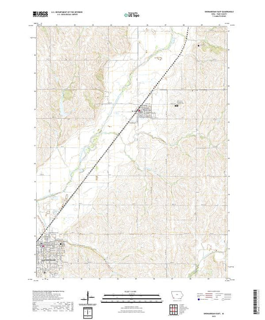 US Topo 7.5-minute map for Shenandoah East IA – American Map Store