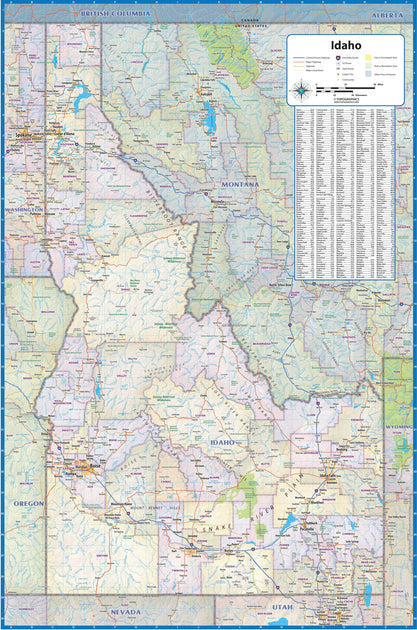 Idaho Wall Map by Topographic Maps – American Map Store