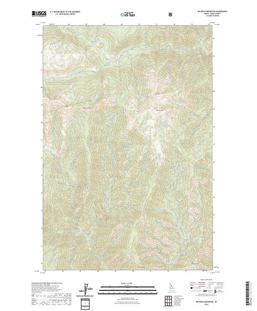 US Topo 7.5-minute map for Big Rock Mountain ID – American Map Store