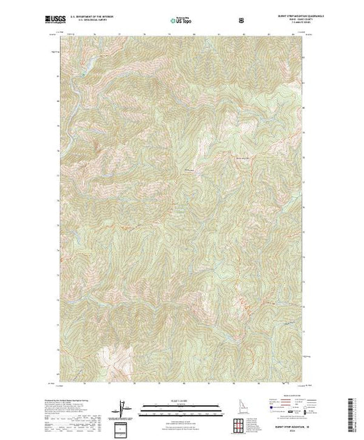 US Topo 7.5-minute map for Burnt Strip Mountain ID – American Map Store