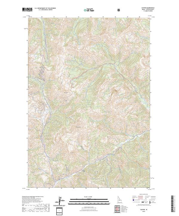 US Topo 7.5-minute map for Custer ID – American Map Store
