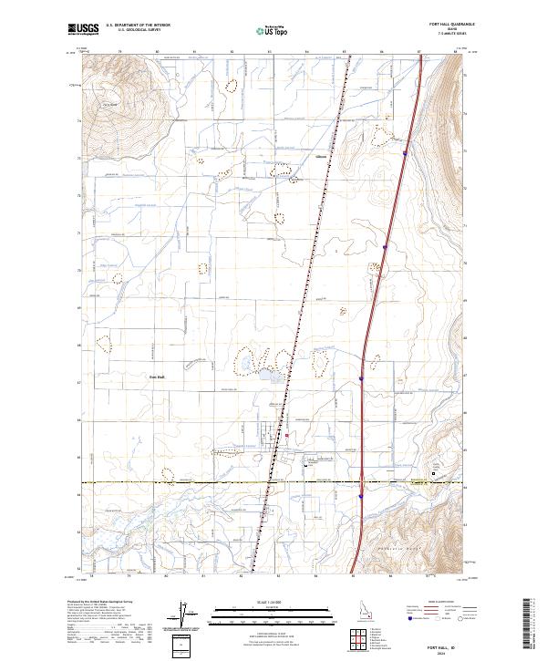 US Topo 7.5-minute map for Fort Hall ID – American Map Store