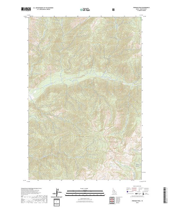 US Topo 7.5-minute map for Freeman Peak ID – American Map Store