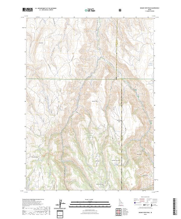 US Topo 7.5-minute map for Grand View Peak ID – American Map Store