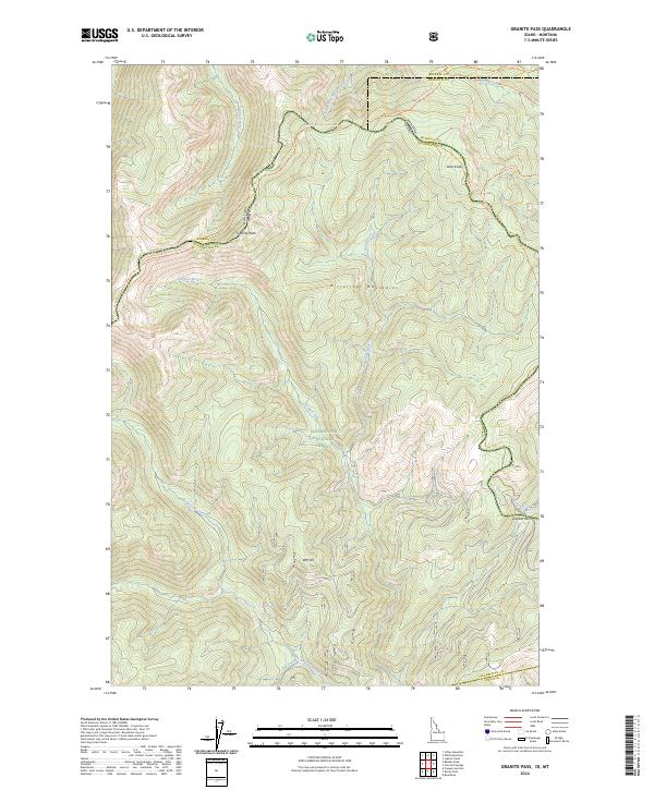 US Topo 7.5-minute map for Granite Pass IDMT – American Map Store