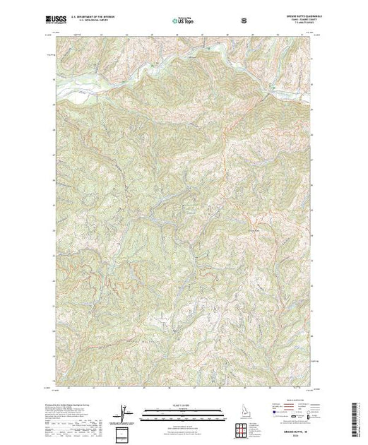 US Topo 7.5-minute map for Grouse Butte ID – American Map Store
