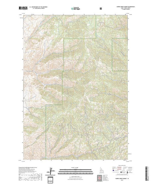 US Topo 7.5-minute map for Harris Creek Summit ID – American Map Store