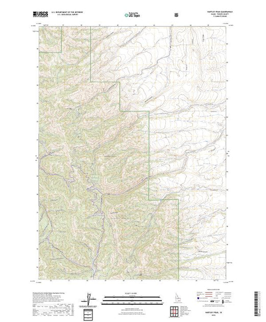 US Topo 7.5-minute map for Hartley Peak ID – American Map Store