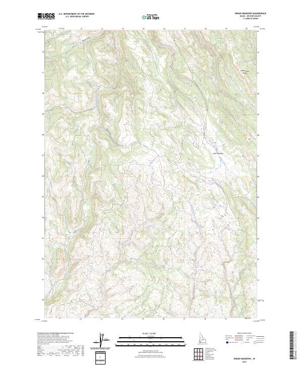 US Topo 7.5-minute map for Indian Meadows ID – American Map Store
