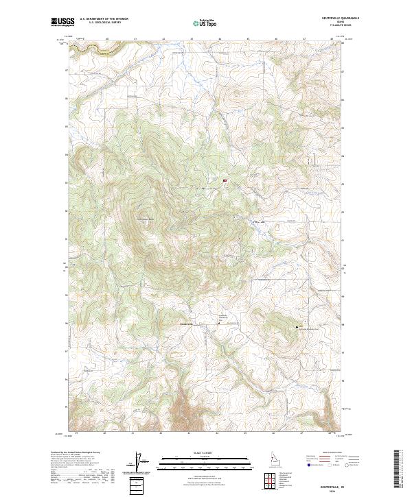US Topo 7.5-minute map for Keuterville ID – American Map Store