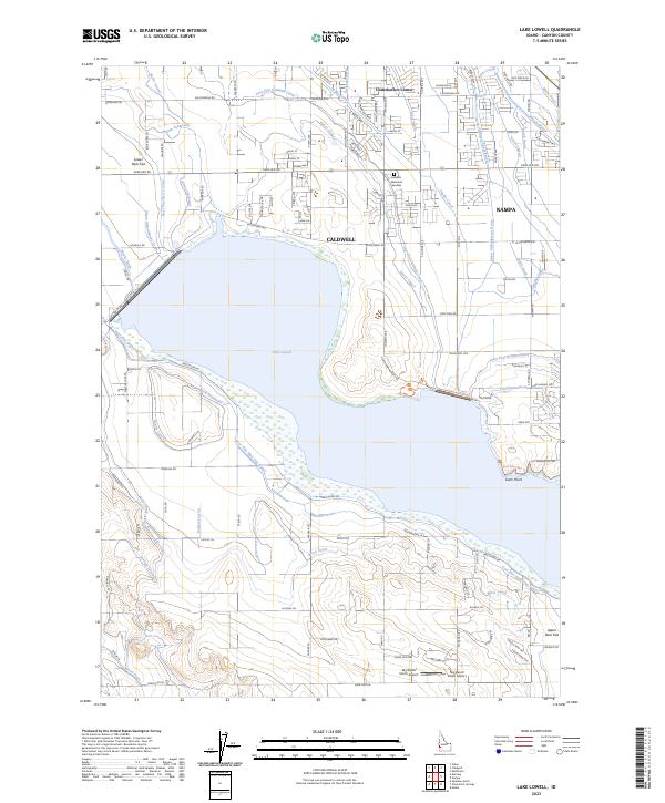 US Topo 7.5-minute map for Lake Lowell ID – American Map Store