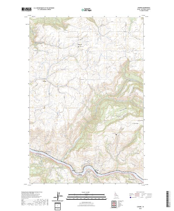 US Topo 7.5-minute map for Lenore ID – American Map Store