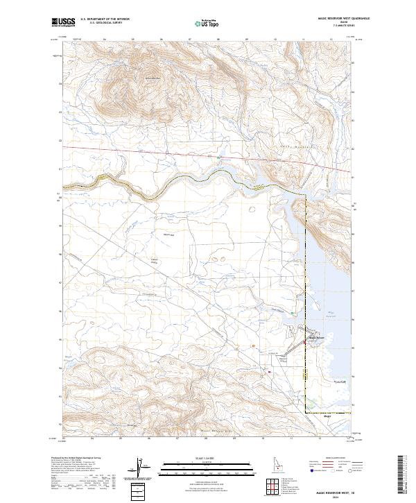US Topo 7.5-minute map for Magic Reservoir West ID – American Map Store
