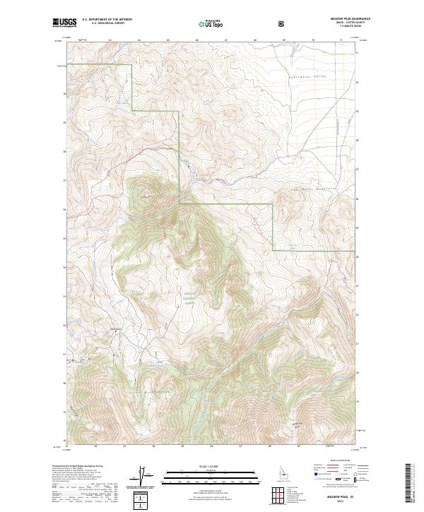 US Topo 7.5-minute map for Meadow Peak ID – American Map Store