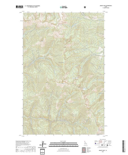 US Topo 7.5-minute map for Mount Casey ID – American Map Store