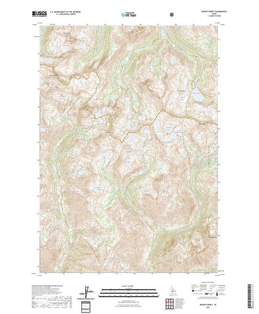 US Topo 7.5-minute map for Mount Everly ID – American Map Store