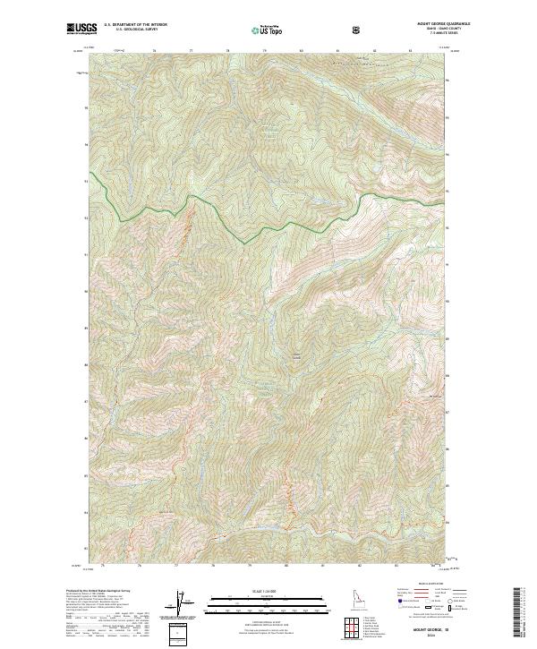 US Topo 7.5-minute map for Mount George ID – American Map Store