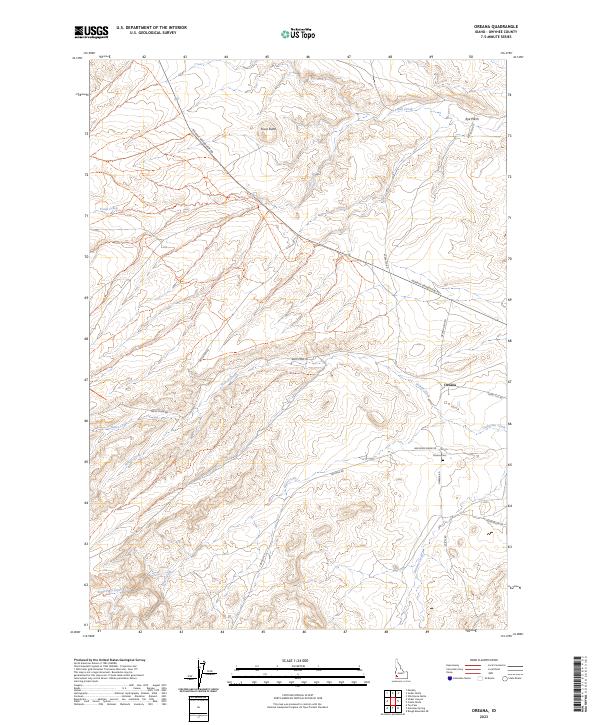US Topo 7.5-minute map for Oreana ID – American Map Store