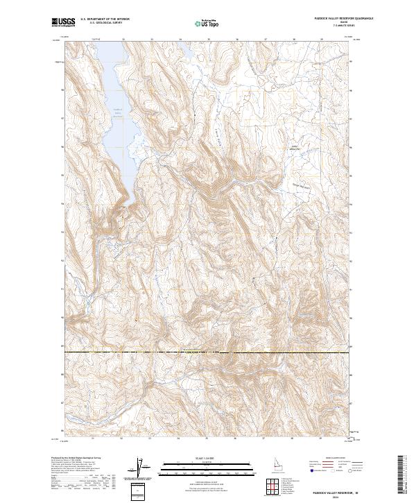 US Topo 7.5-minute map for Paddock Valley Reservoir ID – American Map Store